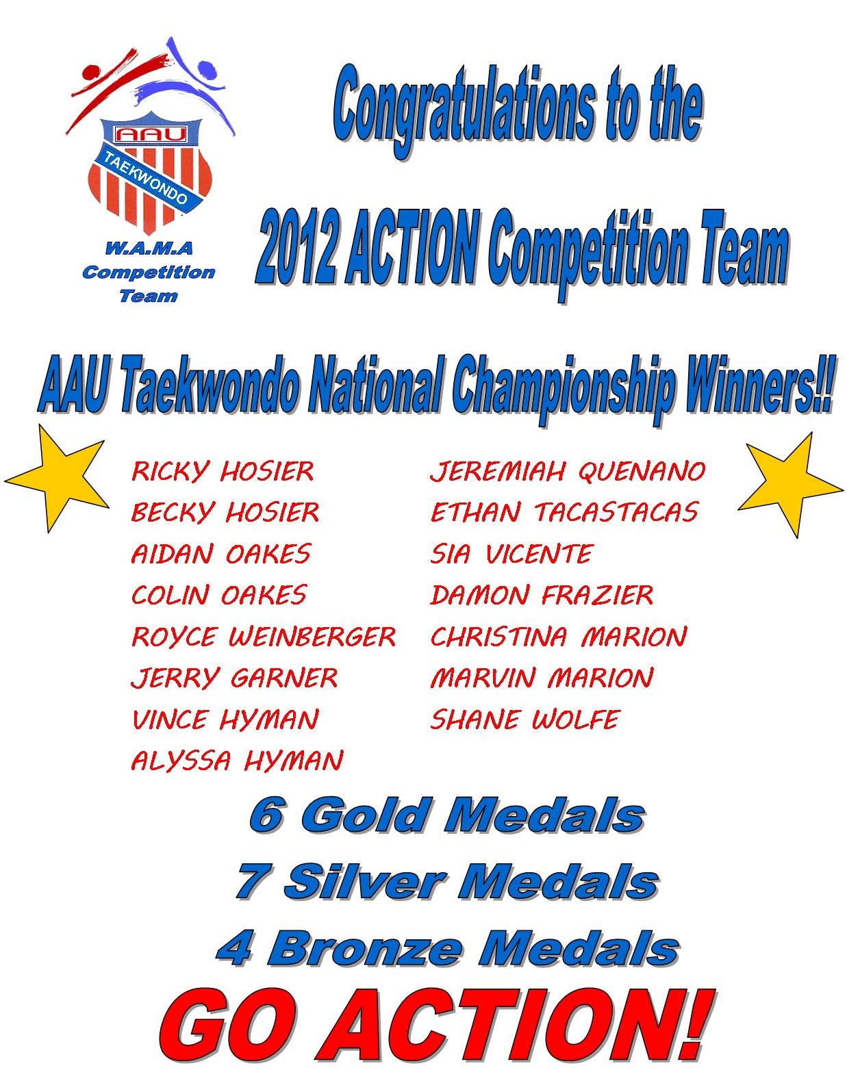 Congratulations to the 2012 WAMA ACTION Competition Team for their ...